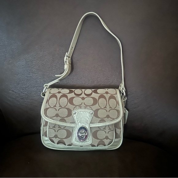 Coach | Bags | Coach Signature Monogram Penny Flap Turnlock Mini | Poshmark
